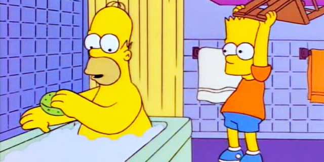 Bart Hitting Homer With A Chair Meme