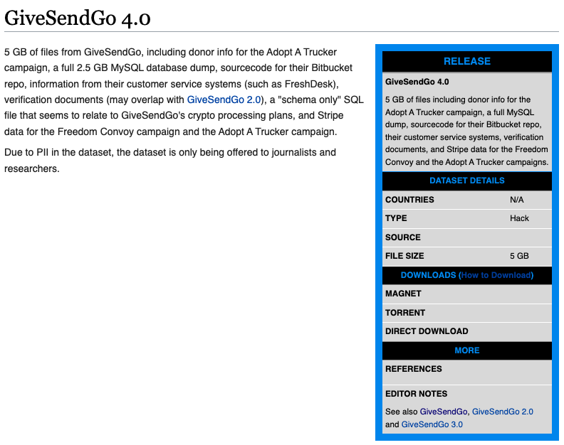 GiveSendGo, Donation Site Used By Freedom Convoy, Suffers New Leak