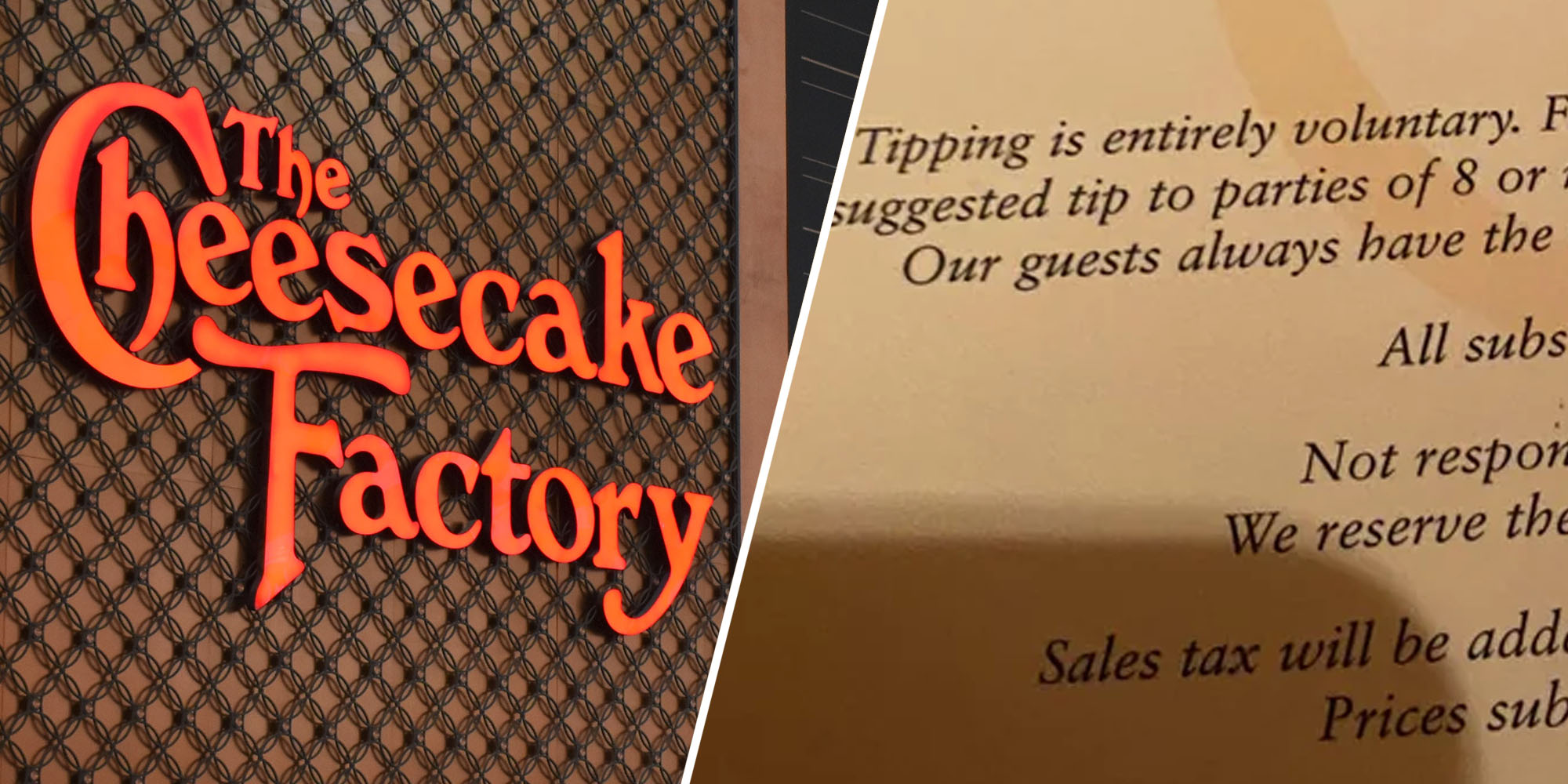 Fine Print on The Cheesecake Factory Menu Divides Customers