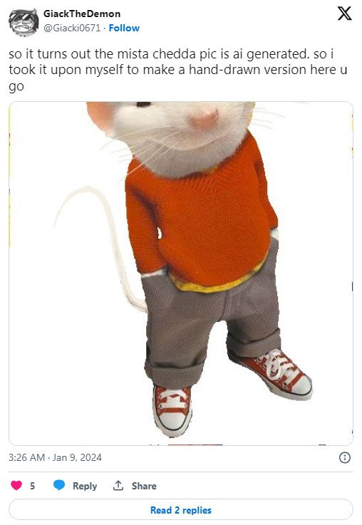 Mister Chedda: The Humble Origins Of The AI-Generated Mouse