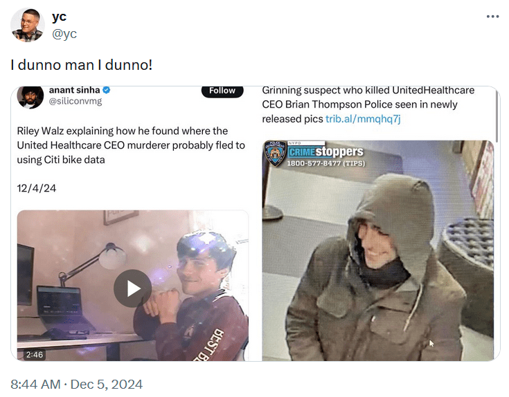 The Internet Is Mad Thirsty For The UHC CEO Shooting Suspect