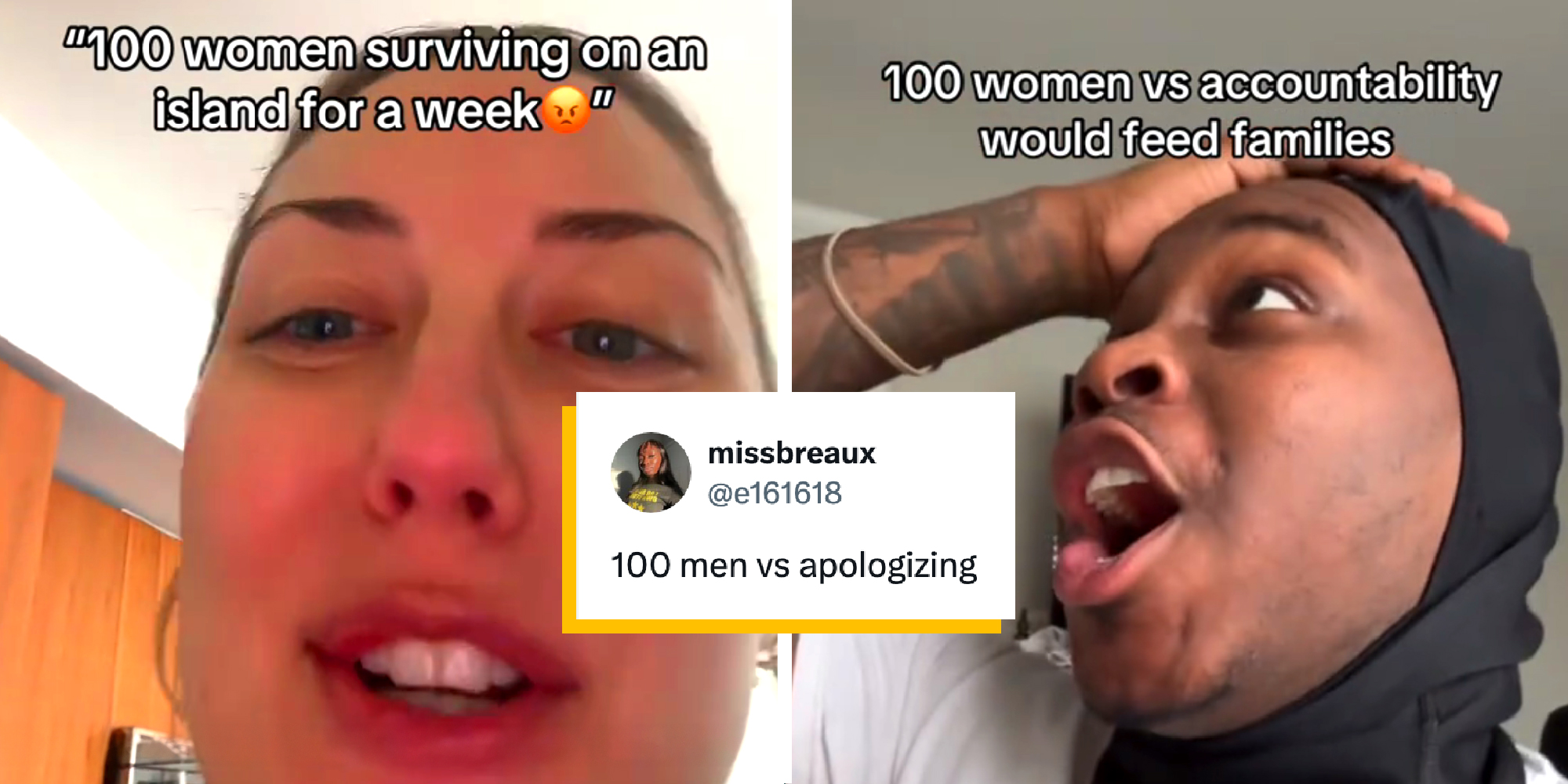 100 women vs. accountability? 100 men vs. apologizing? The meme war ...