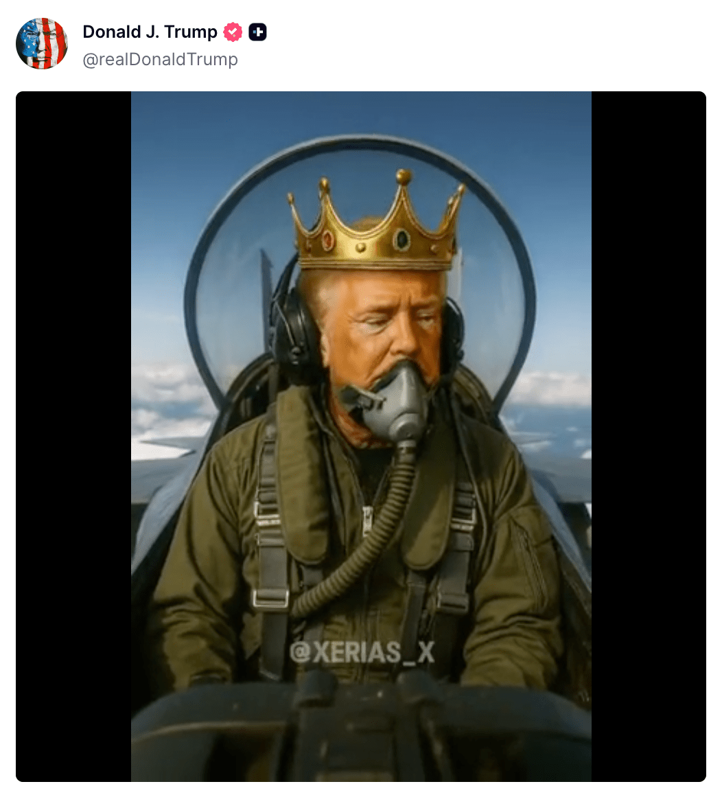 Trump uses AI to humiliate "No Kings" protesters—by flying a jet and ...