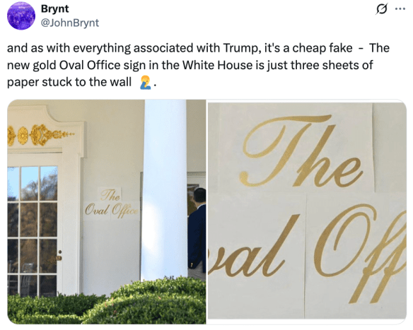 The new Oval Office sign under Trump draws hilarious reactions
