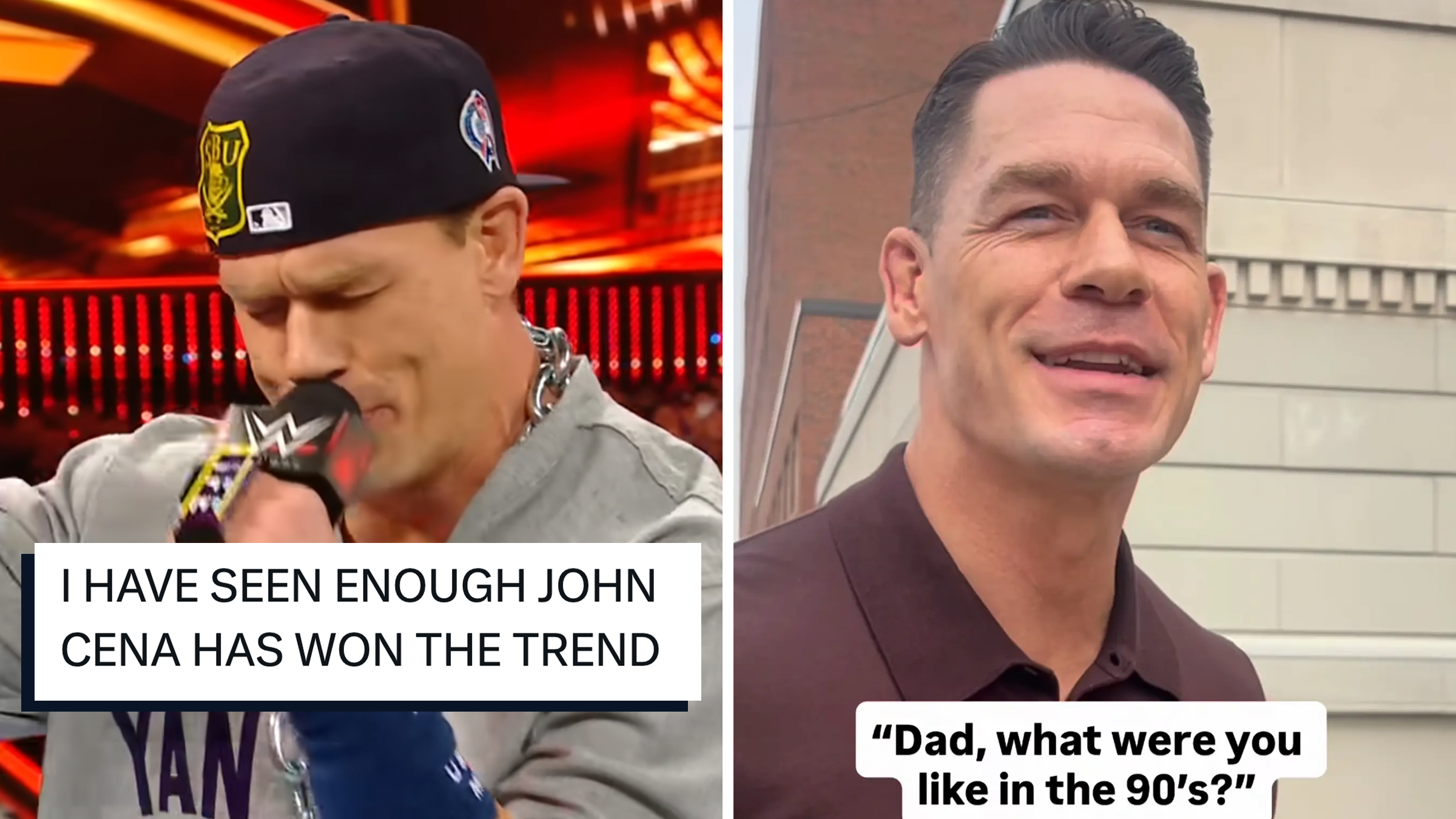 John Cena embraces the “you can’t see me” meme